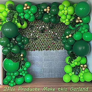 GoExquis 160Pc Green Gold Balloon Arch Garland kit 18"12"10"6" Jungle Dinosaur Safari Kids Birthday Party Baby Boy Shower Decorations