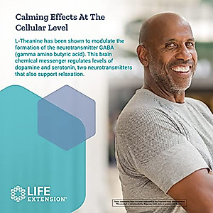 Life Extension L-Theanine, 100 mg, 60 Vegetarian Capsules — Supports a Calming & Mood Enhancing Effect, Amino Acid Derived From Tea - Gluten-Free, Non-GMO
