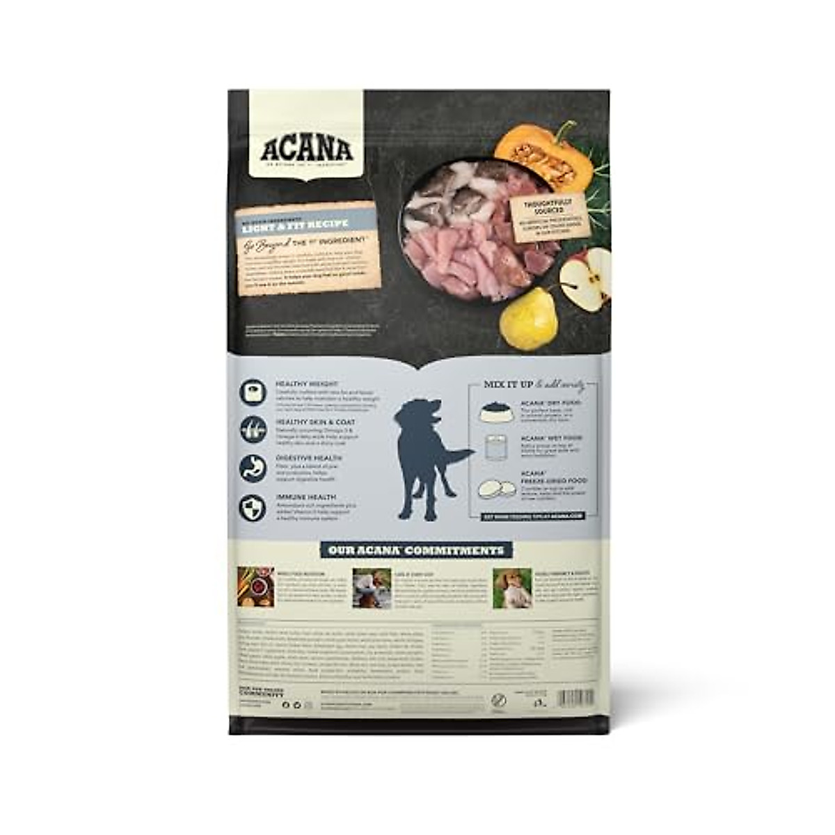 ACANA Adult Dry Dog Food, Light & Fit Recipe, Grain Free Dog Food, 25lb