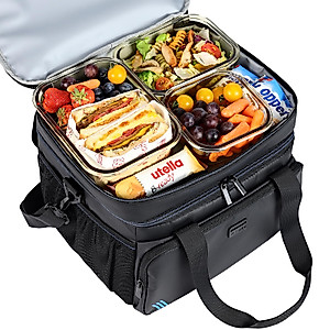 ZEEMO Soft Cooler Bag, Insulated Lunch Box, 12/24 Can Ice Chest, Double Leakproof Layers, Waterproof and Collapsible Case for Work Outdoor Trip, Black