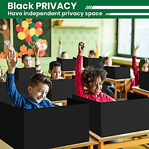 Ayuanb 4 PCS Desk Dividers, 17 x 14 x 13.5 Inch Plastic Classroom Privacy Shields for Student Desks with Name Labels, School Class Study Carrel Folder Boards Teacher Supplies (Black)