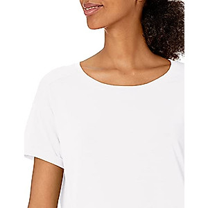 Amazon Essentials Women's Studio Relaxed-Fit Lightweight Crewneck T-Shirt (Available in Plus Size), White, Medium