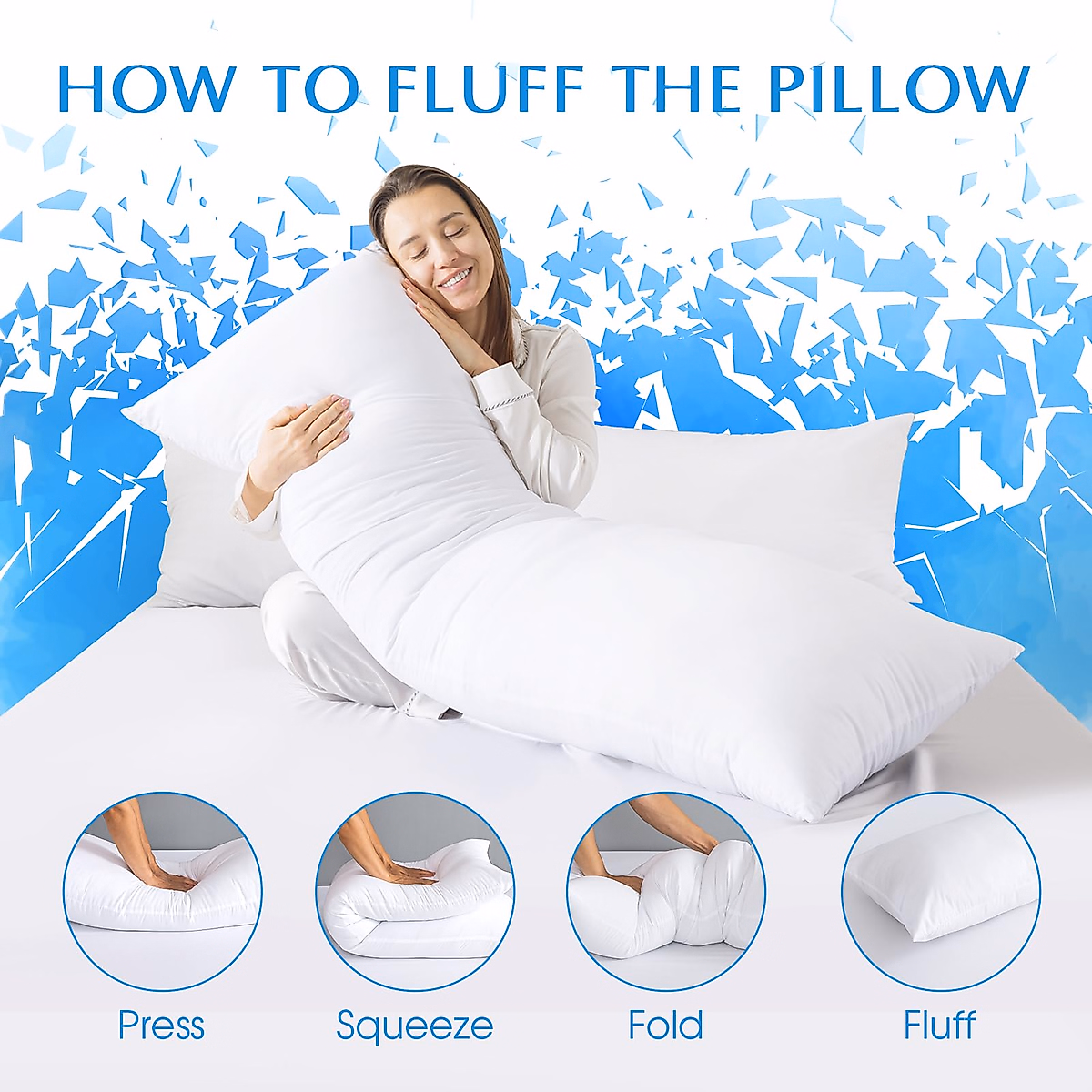 WhatsBedding Memory Foam Body Pillow - Cooling Full Body Pillows for Adults - Soft Long Pillow for Bed - 20x54 Inches, White