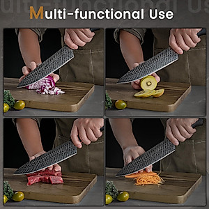 Knife Set, 15 Pieces Kitchen Knife Set with Built in Knife Sharpener Block