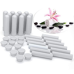 50 Pcs, White Essential Oil Aromatherapy Blank Nasal Inhaler Tubes(Including 50 unscented Wicks +3 Polyethylene Pipette Droppers)