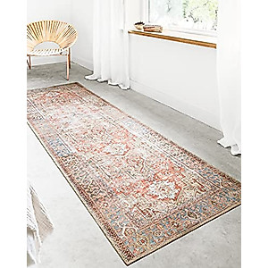 Loloi II Loren Collection LQ-15 Terracotta/Sky, Traditional 5'-0" x 7'-6" Area Rug