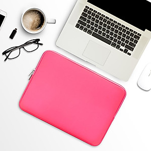 RAINYEAR 13 Inch Laptop Sleeve Compatible with 13.3" MacBook Air/Pro M1 M2 M3 M4 A3240 A3113 A2681 A2337 A1932 A2179 A2338 A1706 A1708 Carrying Computer Bag Protective Cover Case(Bright Pink)