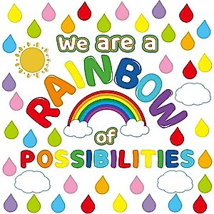 We are A Rainbow of Possibilities Bulletin Board Set Motivational Rainbow Cutouts Inspirational Back to School Classroom Decoration 64Pcs