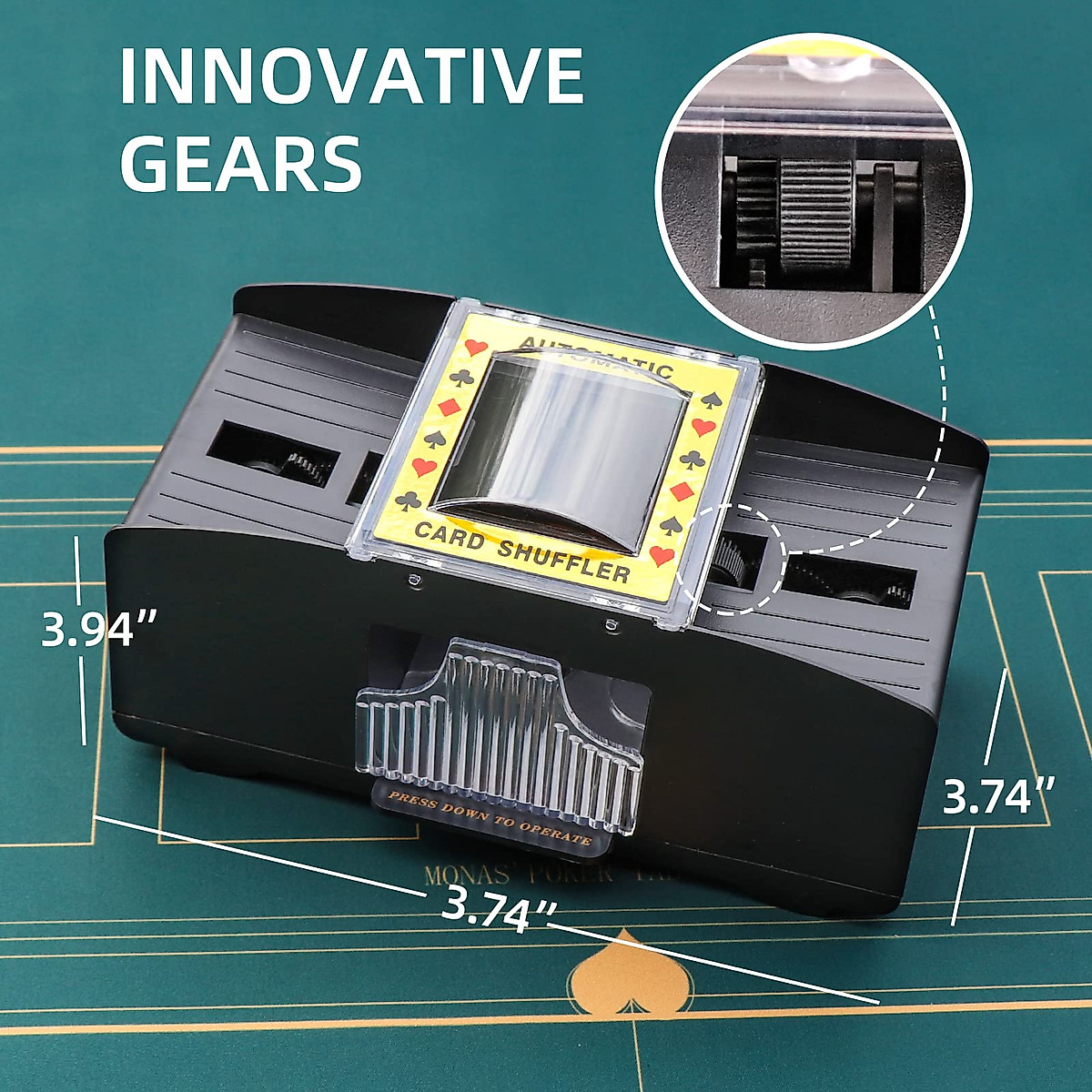 Homwom Automatic Card Shuffler of Playing Card, UNO, Texas Hold'em, Poker, Home Card Games, Blackjack, Battery Operated Electric Poker Shuffling Machine (1-2 Deck)