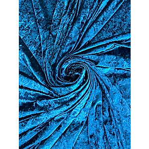 Premium Stretch Crushed Velvet Fabric by The Yard - Soft and Luxurious Fabric - Versatile and Stretchy - Ideal for Clothing Home Decor and Crafts (58 inches Width) - 1 Yard (Teal Blue)