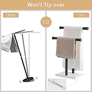 BATHLAVISH Bath Hand Towel Holder Standing, SUS304 Stainless Steel Matte Black T-Shape Towel Bar Rack Stand, Tower Bar for Bathroom Kitchen Vanity Countertop