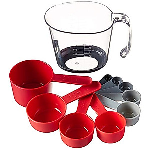 Tovolo Magnetic Nested System Cups & Spoons for Wet and Dry Ingredients, Cup Baking Set, Measuring Spoons & Cups for Cooking, Dishwasher-Safe & BPA-Free, Candy Apple Red