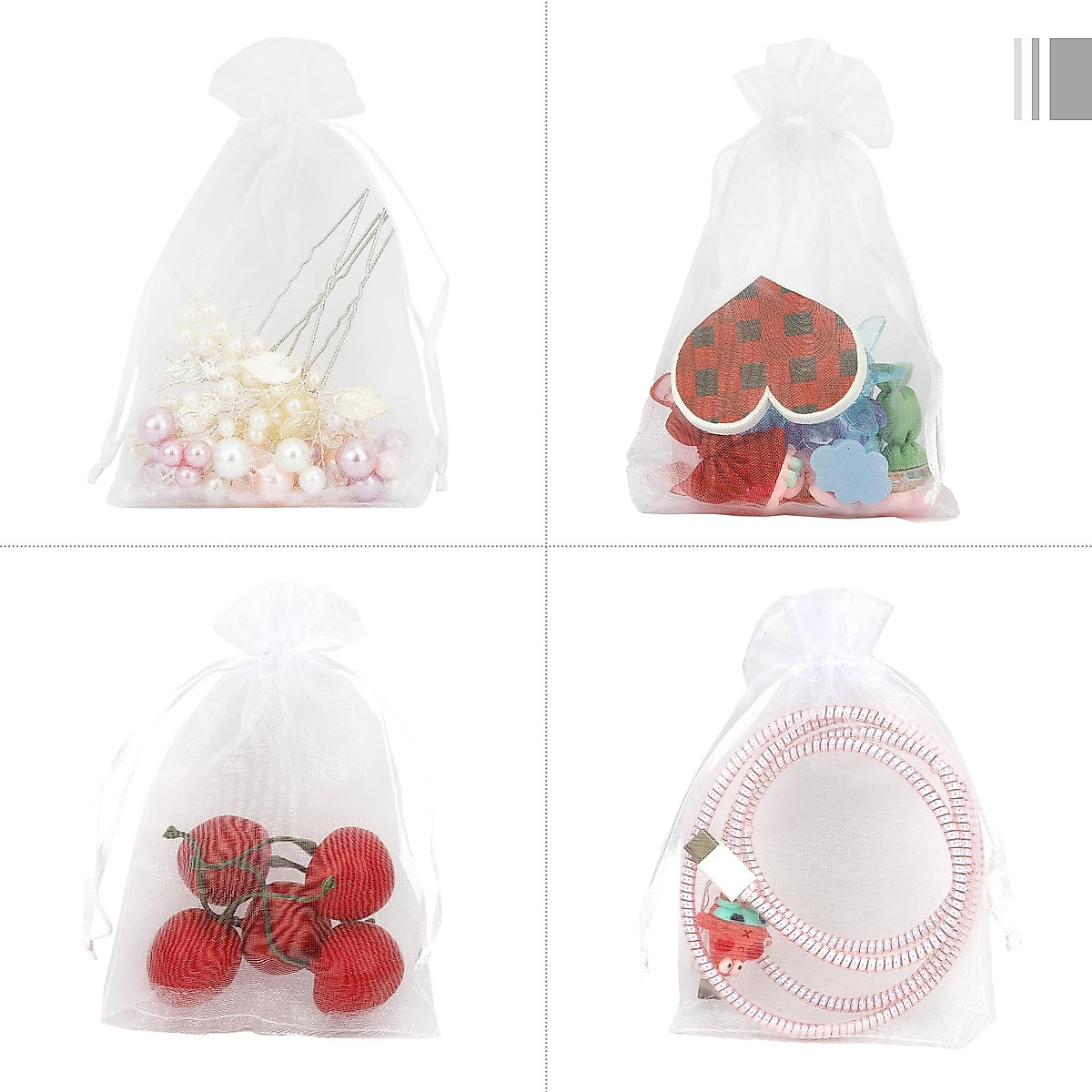Organza Bags, Organza Bags 4x6, White Wedding Favor Bags, 50Pcs Mesh Bags Drawstring, Jewelry Gift Bags, Candy Pouches, Party Favor Bags Festival Makeup Birthday Halloween Christmas Wrapping Supplie