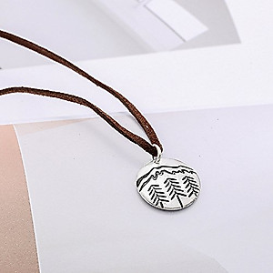 MUZHE Mountain Necklace for Women Snowy Mountain Necklace Hiking Mountain Peak Necklace for Nature Outdoor Lovers, Skiers, Hikers(Leather rope)