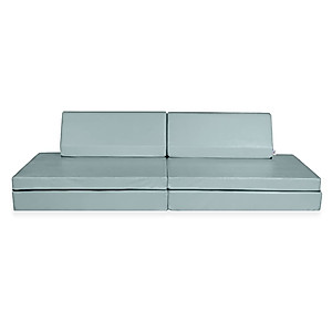 Foamnasium Blocksy Kids Couch, Indoor Foam Playset, 4 Piece Soft Toddler and Kids Active Play Couch for Crawling, Climbing, Fort Building and Jumping, Made in the US, Pewter, Medium