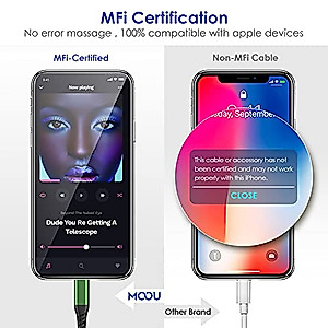 MOOU Lightning to 3.5mm Adapter, [ MFi Certified] iPhone Headphone Jack Adapter Lightning to Aux Audio Dongle Cable Compatible with iPhone 13/12 Mini/12 Pro/11/11 Pro/11 Pro Max/SE/X XR XS 8 7