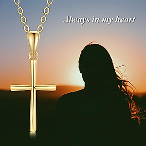 SISGEM Real 14k Gold Cross Necklace for Women, Baptism Jewelry Confirmation Gifts for Her, 16+1+1 inch
