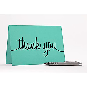 Thank You Note Cards & Envelopes - 25 cards and envelopes - Small Note Cards (Blue Raspberry (Aqua))
