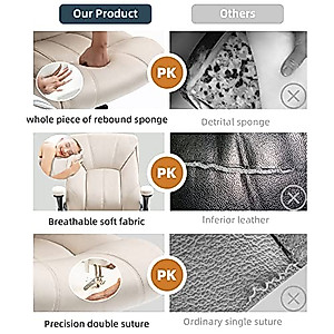 YAMASORO Velvet Fabric Office Chair Ergonomic Executive Chair with Lumbar Support,Home Office Desk Chairs Flip up Arms with Wheels, Comfortable Computer Chairs,Beige