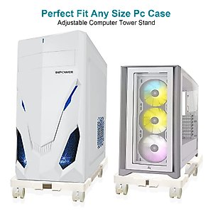 Deston Computer Tower Stand CPU Rolling Cart, Adjustable Mobile PC Cart Holder, Desktop ATX-Case Rolling Dolly on Casters, Computer Host Stand with Brake Wheels Under Home Office Desk (White)