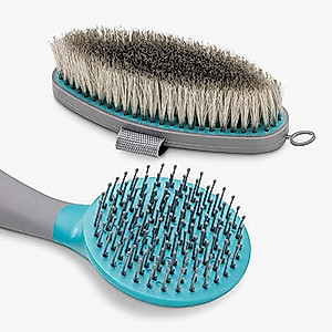 Navaris Horse Grooming Brush Set - 2x Equestrian Brushes for Horses Tail Mane and Body Groom Kit Comb Set - Detangling Horse Hair Brush