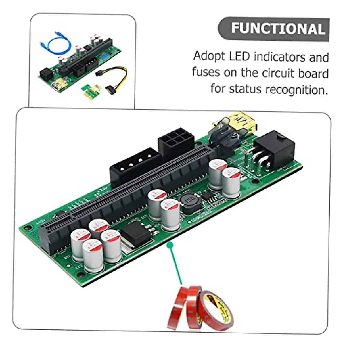 SOLUSTRE 6 Sets Riser Card Mining Graphics Pcie Riser Graphic Pcie Extension Cable Mining Gpu Extension Cable Pci- e Riser Cable Adapter Cable Extension Cord Gpu Riser PCB Hard Disk X16 Ssd