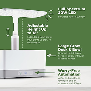 AeroGarden Harvest with Gourmet Herb Seed Pod Kit - Hydroponic Indoor Garden, White