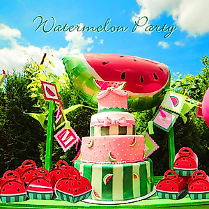 36 Pieces Watermelon Candy Treat Box Fruit Party Favors Goodie Boxes 3D Large Watermelon Gift Boxes Watermelon Party Decorations Supplies for Summer Themed Birthday Baby Shower Wedding Pool Party