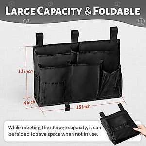 hizgo Bedside Caddy, Hanging Bedside Storage Organizer with 8 Pockets, Bunk Bed Organizer for College Dorm Room, Bunk/Loft Bed, Hospital Bed Rail, Camp (Black)