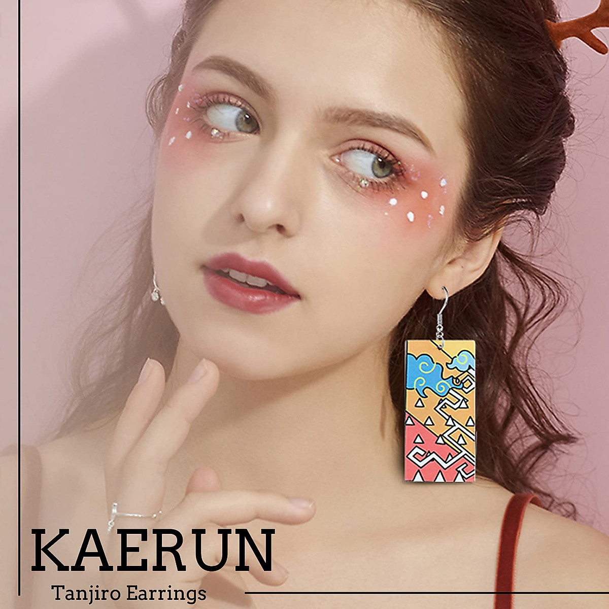 KAERUN 12 Pairs Women's Tanjiro Earrings Anime Demon Slayer Earrings Cosplay Fashion Double-sided Acrylic Alloy Resin Earrings