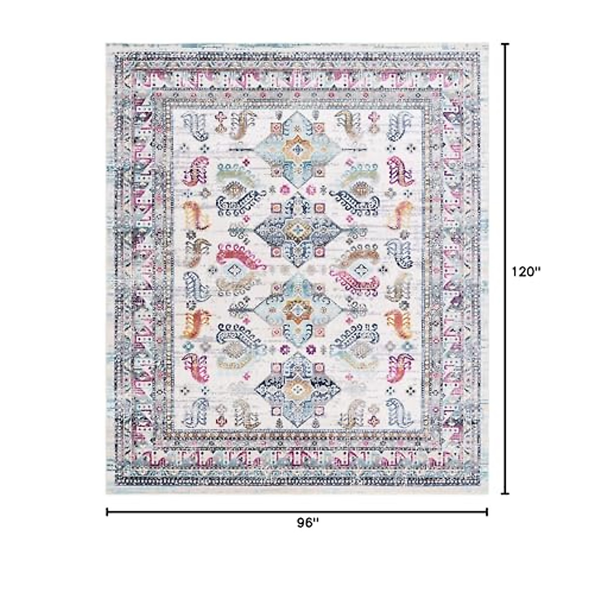 Rugs.com Budapest Collection Area Rug – 8' x 10' Multi Low-Pile Rug Perfect for Living Rooms, Large Dining Rooms, Open Floorplans
