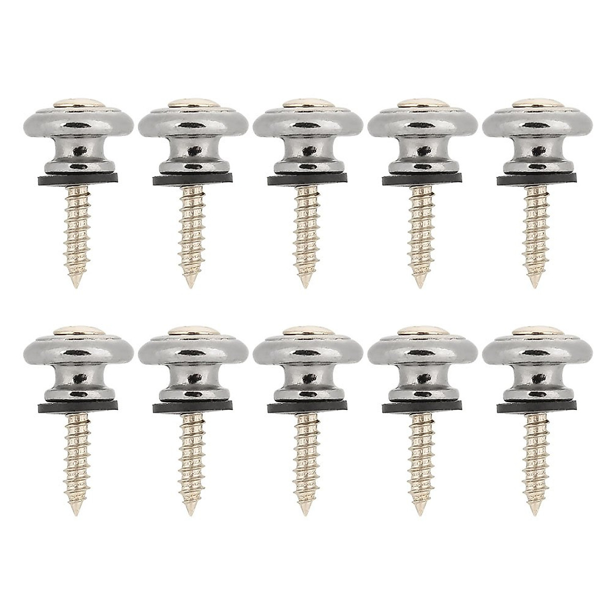 Tbest 10Pcs Mushrooms Head Guitar Strap Buttons Strap Locks Metal End Pin with Screw for Ukulele Electric Bass Silver, Black, Gold(Silver)