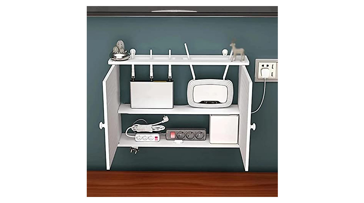 Coasta WiFi Router Wooden Box Shelf - Easy Installation