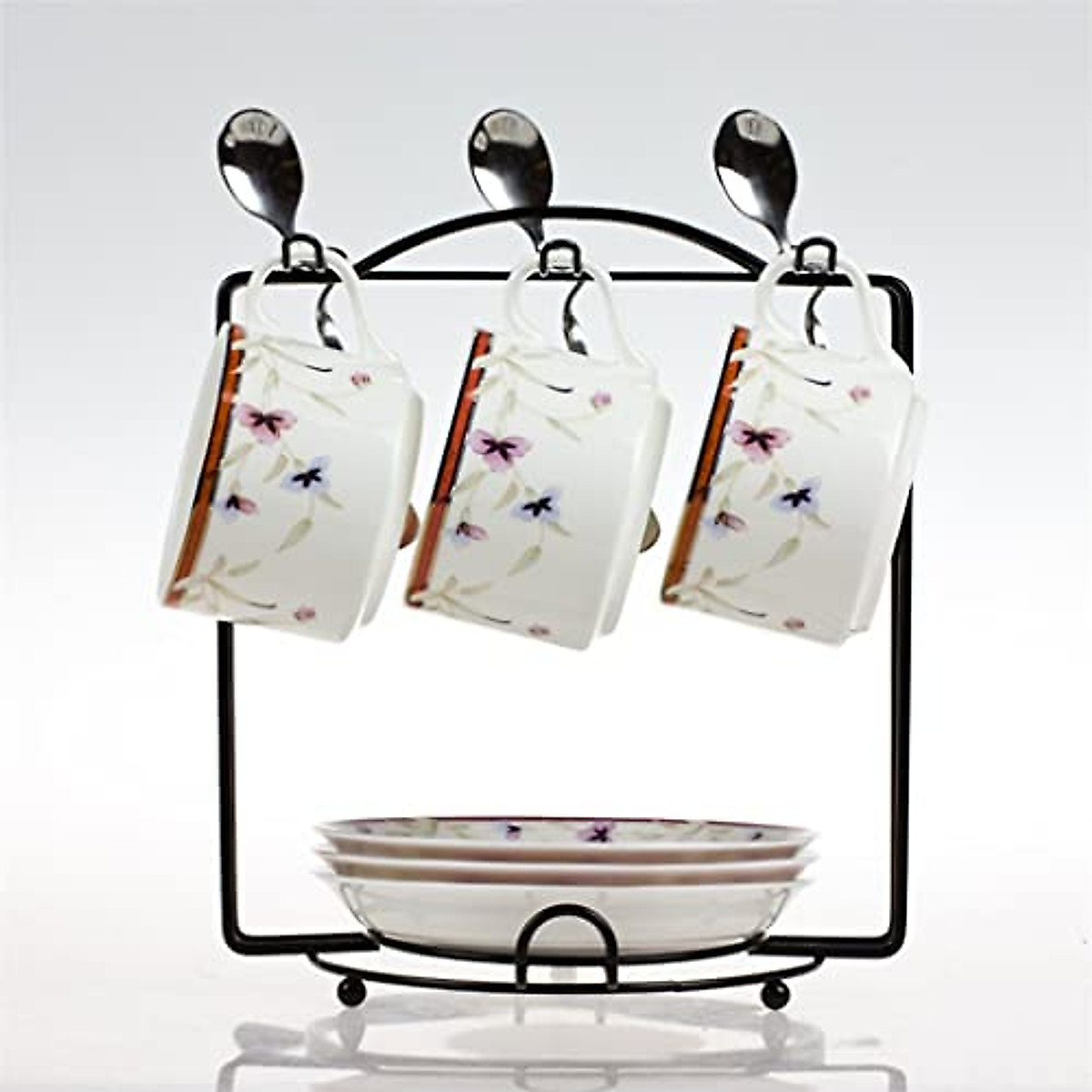 XWOZYDR Kitchen Water Draining Coffee Cup Plate Holder Storage Mug Hanging Rack Stainless Steel Black Drying Display Stand Organizer