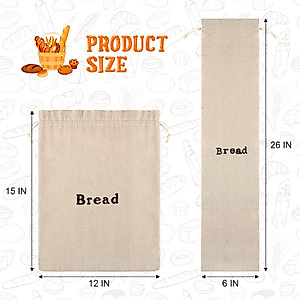 6 Pcs Linen Bread Bags Reusable Bread Bags for Homemade Bread Large Drawstring Artisan Bread Storage Bags Loaves Pastries Bags Homemade Food Storage Wedding Gift for Home Bakery, 12 x 15 In, 6 x 26 In