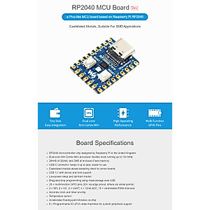 Waveshare RP2040-Zero High-Performance Pico-Like MCU Board Based On Raspberry Pi Microcontroller RP2040 Castellated Module Allows Soldering Direct to Carrier Boards-3pcs