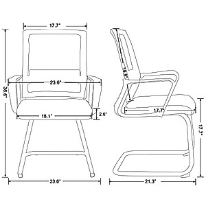 CIMOTA Waiting Room Chairs Mesh Office Guest Chair Mid Back Reception Chairs with Sled Base for Meeting/Patient/Conference Room, Black Set of 6