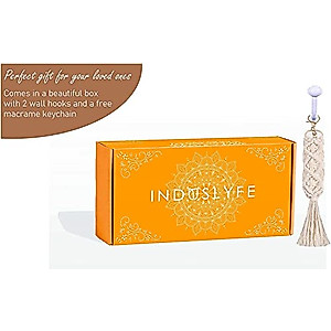 Induslyfe Tier 3 Tier 2 Macrame Wall Hanging Shelf Rack for Hanging Wall Decor Boho Shelf Wall Decor Plant Shelf, Boho White Hanging Shelf Woven Rope for Bedroom, Book