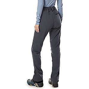 Wespornow Women's-Snow-Ski-Pants for Winter Outdoor Fleece-Lined-Water-Resistant-Hiking-Insulated-Pants with Zipper Pockets（Grey,Medium