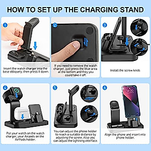 3 in 1 Charging Station for Apple Products, Removable Charging Stand for iPhone Series AirPods Pro/3/2/1, Charging Dock for Apple Watch SE/Ultra/8/7/6/5/4/3/2/1(with 15W Adapter and Cable)(Black)