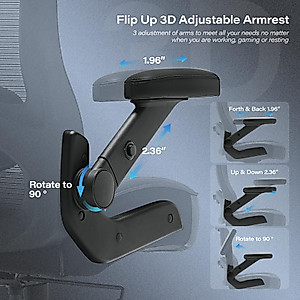 Big and Tall Office Chair 500lbs- Ergonomic Mesh Desk Chair with Adjustable Lumbar Support Headrest 3D Flip Up Arms Metal Base- High Back Large Executive Computer Office Chair, Extra Wide Seat, Black