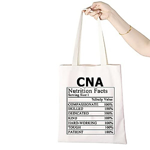 WCGXKO CNA Gift Certified Nursing Assistant Gift CNA Nutrition Facts Nurse Tote Bag Medical School Graduation Gift (CNA tote)