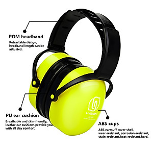 LYSIAN Foldable Noise Reduction Earmuffs, Hearing Protection Safety Ear Muffs for Shooting, Workshop, Indurstrial and Loud Security Events, for Adult Men and Women