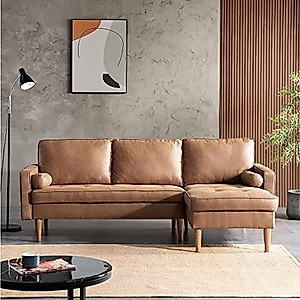 XIZZI Convertible Sectional Sofa Couch L Shaped Sofa 3-Seat Couch with Chaise for Living Room,L Shaped 83 inches Brown Right Chaise