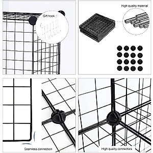 Safeplus DIY Wire Cube Storage, Storage Shelves 6 Cube Bookshelf Bookcase Closet Organizer and Storage, Stackable Grid Organizer, Black