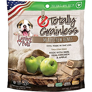 Loving Pets Totally Grainless - Chicken and Apple Meaty Chew Bones for Dogs (for Small Dogs Less Than 20 lbs), 6oz