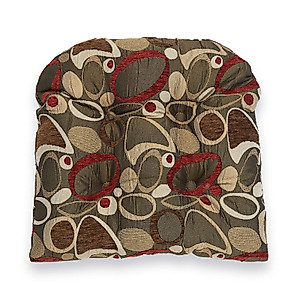 Klear Vu Gripper Overstuffed Universal Non-Slip Dining Chair Cushions for Kitchen Decor or Office Use, U-Shaped Skid-Proof Seat Pad, 17x17 Inches, 2 Count (Pack of 1), Brown