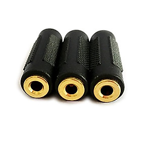 3.5mm Stereo Jack to 3.5mm Stereo Jack Female to Female Adapter Connector Gold Plated (3 Pack)