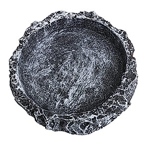 Set of 2 Slate Reptile Basking Rock Platform, Reptile Feeding Water Dish Food Bowl