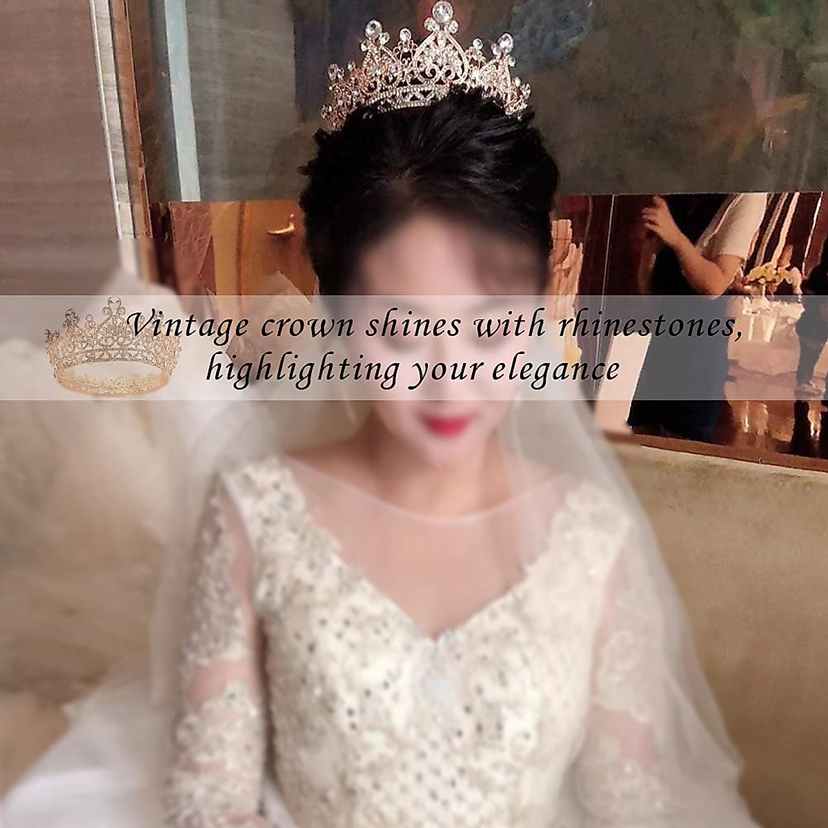 yyoemas Round Crystal Queen Crowns for Women, Rose Gold Rhinestone Tiara Cake Topper, Wedding Crowns Tiara for Bridal Birthday Party Queen Pageant Hair Accessories